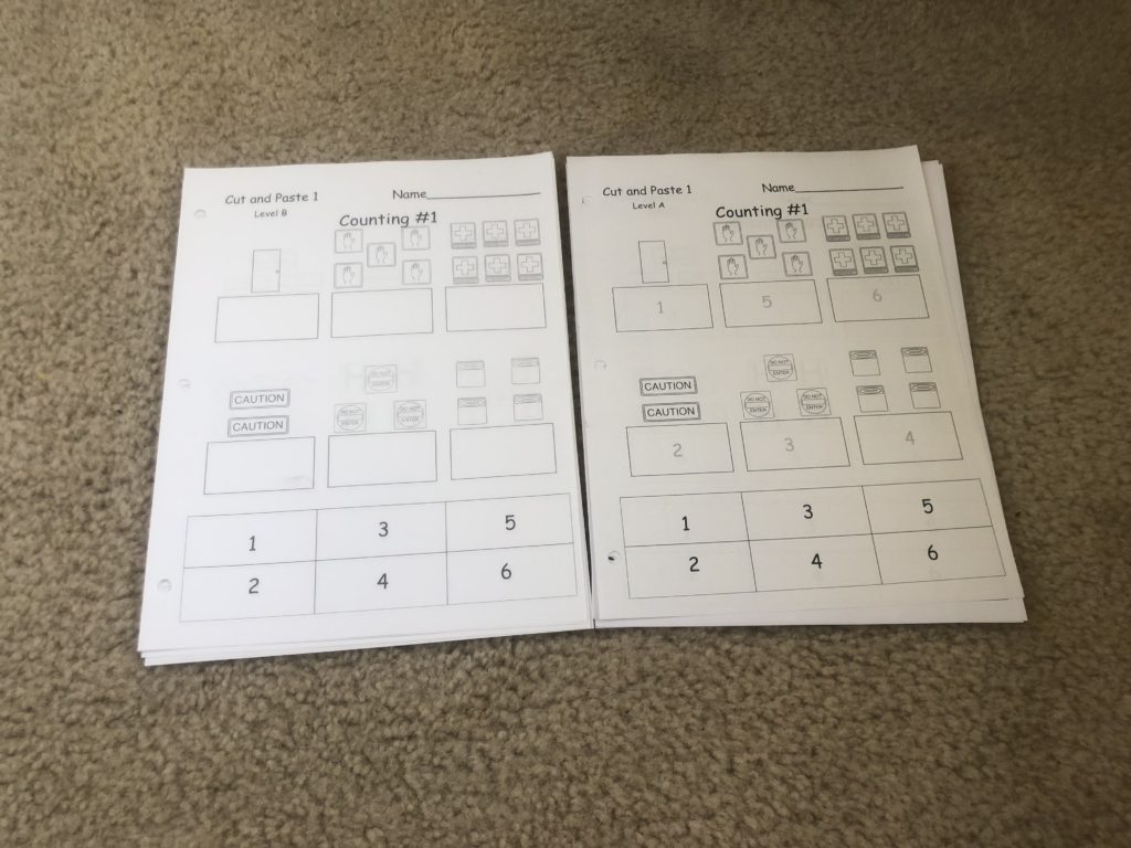 Adapted Thematic Packs: Math Materials