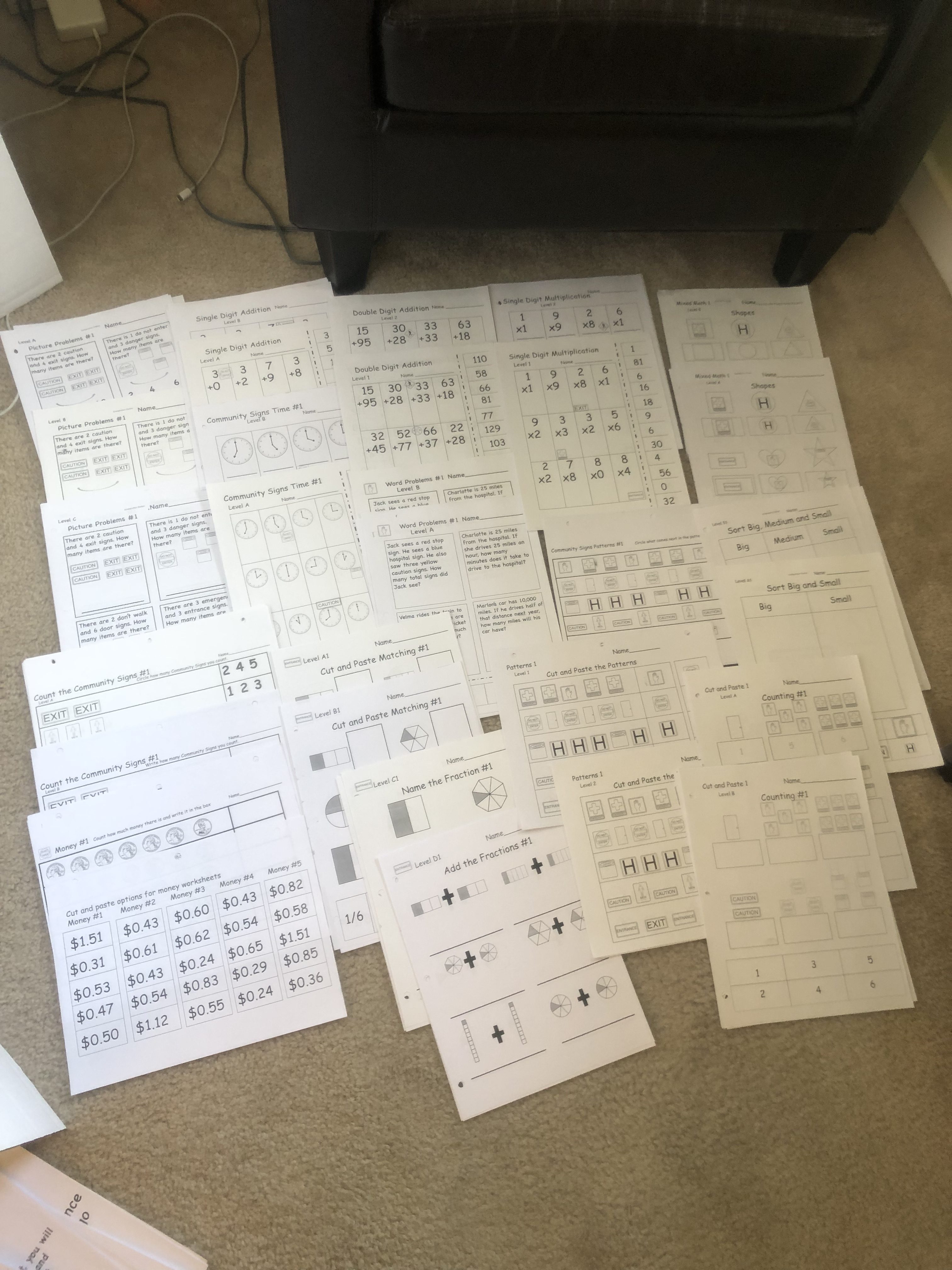Adapted Thematic Packs: Math Materials